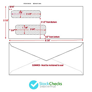 500ct, 9 Double Window Security Envelopes, Tinted, Gummed: Fits Software Compatible Check, Some Quicken, Quickbooks, Microsoft Money Checks, Quick Books, Intuit