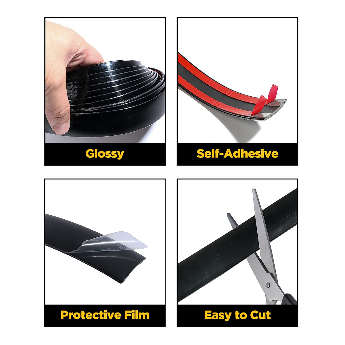 ESEWALAS 16Ft Self Adhesive PVC Car Decal Sticker,Automotive Edge Lip Protect Sticker,Car Exterior and Interior Molding Trim,Scratchproof Tape,Decorative Strip (1inch)