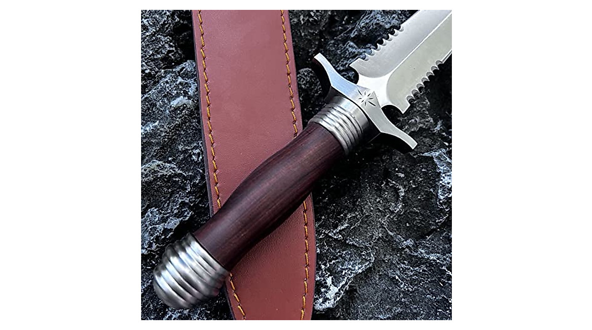 MADSABRE Fixed Blade Hunting Knife Saber with Leather Sheath, 15 Inches ...