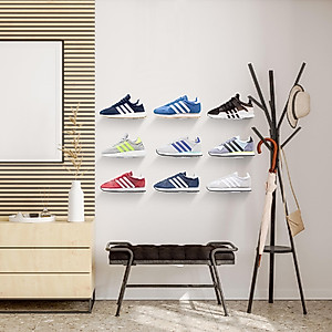 Sumnacon Shoe Shelves 8Pcs Shoe Display Shelves with Screws Clear Acrylic Wall Shoe Shelves for Sneaker Display Show Storage Collection Sturdy Shoe Floating Shelves for Bedroom Hallway Living Room