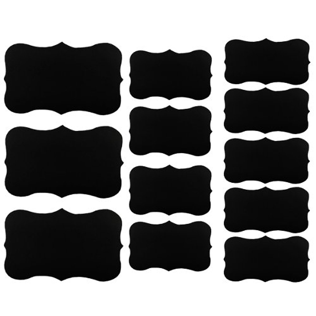Allydrew Set of 24 Chalkboard Labels in Various Sizes for Organizing, Labeling, and Weddings - Fancy Rectangle