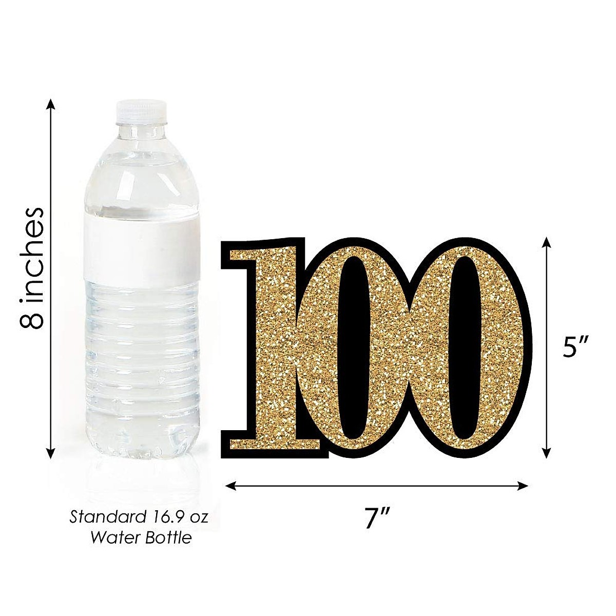 Big Dot of Happiness Adult 100th Birthday - Gold - Decorations DIY Party Essentials - Set of 20