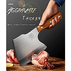 ZENG JIA DAO Meat Cleaver Butcher Knife Heavy Duty Bone Chopper Axe for Kitchen 6 '' Bones Cutting Knife Forged Stainless Steel Solid Pear Wood Handle Smashing bone in Restaurant farm Slaughterhouse