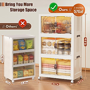 102 Qt Large Storage Bin with Lid 【Double-Opening Doors】Plastic Storage Organizer for Living Room Bedroom & Toy Room, Foldable Stackable Toy Storage Box, Containers for House Organizing, 1 Pack