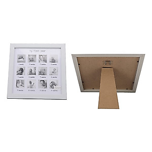 Aqur2020 Baby First Year Picture Frame, White, Rectangular, Plastic, Horizontal, Unisex Adult, 25x25x1.8 cm / 9.8x9.8x0.7 in