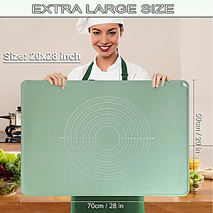 Silicone Pastry Mat Extra Large 28"X20" Non-stick Baking Mat With High Edge, Food Grade Silicone Dough Rolling Mat For Making Cookies Macarons Multipurpose Mat Countertop Mat Placemat (Green)