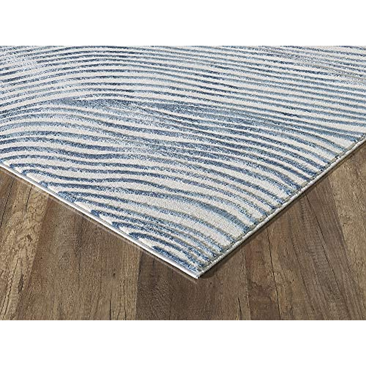 Abani Rugs Contemporary Wave Print 3' X 5' Rectangle Area Rug, Vista Collection - Modern Blue & White Turkish Accent Rug