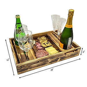 Wine Tray, Dual Glass Rack, Bottle Holder, Cut-Out Handle, with Mini Charcuterie Board, for Wine Tastings, Parties, Bars. Rustic, Handmade of Eco-Friendly Reclaimed Torched Pine Wood