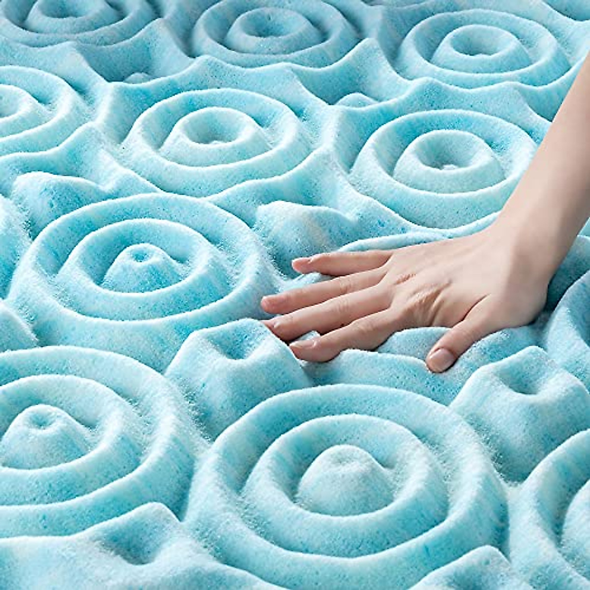 ZINUS 3 Inch Green Tea Cooling Gel Memory Foam Zoned Support Mattress Topper, Queen