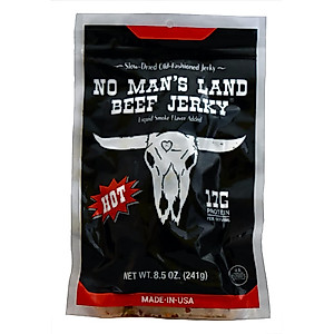No Man’s Land HOT Beef Jerky High Protein Free Low Calorie Low Carb Beef Snack 8.5oz Bag…