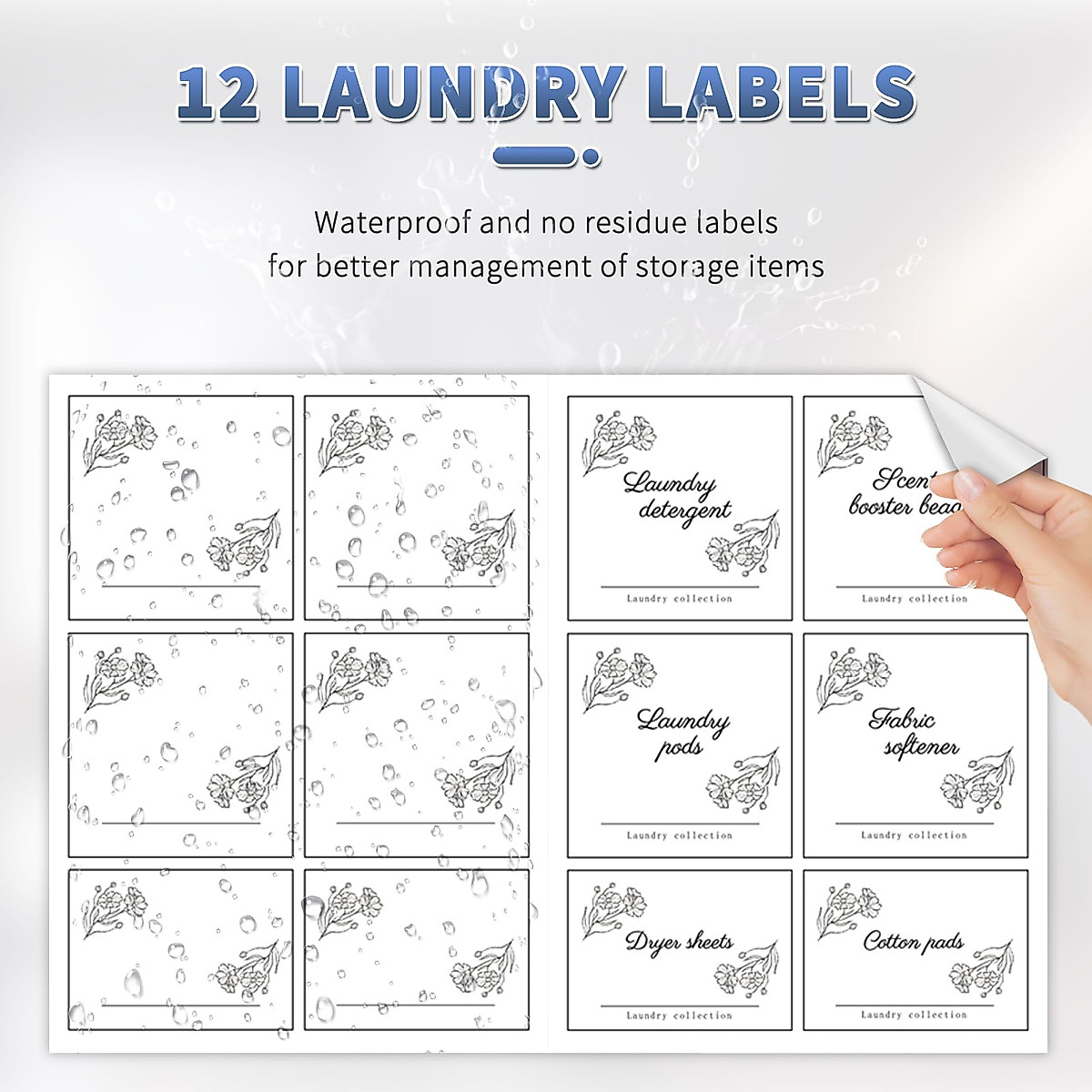 Laundry Room Organization Storage Containers: Laundry Pods Container Dryer Sheet Holder Organizing Storage Jars with Bamboo Lids & 2 Scoops & Labels - for Detergent Powder Scent Booster Beads (3pcs)