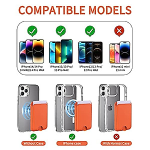 H JIDOHUN Magnetic Wallet Card Holder Compatible with MagSafe,iPhone Wallet with Adjustable Stand for iPhone 15/14/13/12 Series,Not for iPhone 13/12 Mini,3 Card Holder, Vegan Leather (Orange)