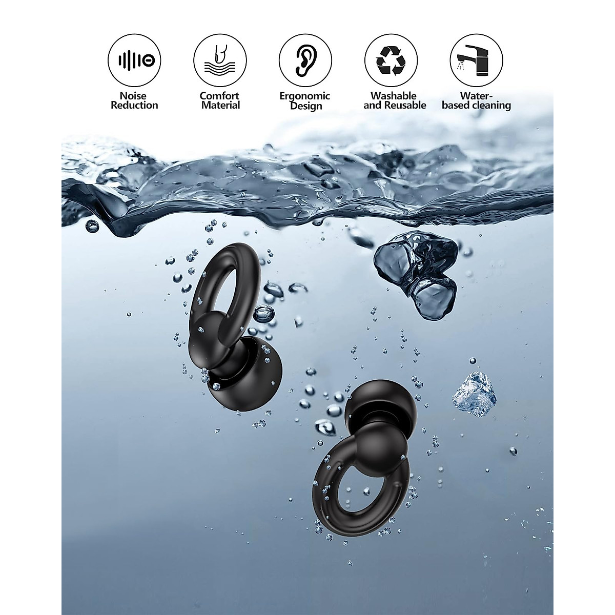 UMEIJA Ear Plugs for Sleeping Noise Cancelling Reusable Earplugs 6 Pieces with Storage Case for Noise Reduction 35dB Soft Hearing Protection Ear Plugs for Concert Work Study Travel