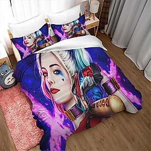 MARRKT Joker Girl Quinn Movie Duvet Cover Set, 100% Microfiber Bedding Sets, 3 Pieces Ultra Soft Skin-Friendly Comforter Cover Set (1 DuvetCover+2 Pillowcase) (09,Twin 68×86inch)