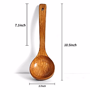 Wooden Ladle. Long Handle Ladle Utensils for Soup.Handmade for Kitchen Cookware (Ladle)