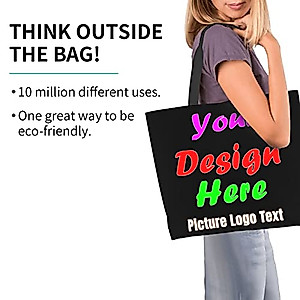 Custom Large Tote Bag, Design Your Own Shoulder Bag Personalized Top Handle Satchel Handbag for Work Travel Business Shopping or Leisure, Black