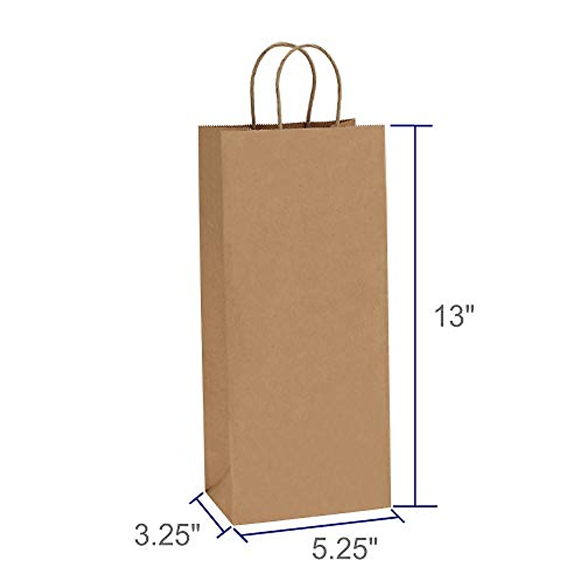 BagDream Kraft Paper Bags 5.25x3.25x13 Inches 50Pcs Wine Bags Paper Gift Bags Kraft Bags Retail Bags Brown Paper Wine Bags with Handles Bulk