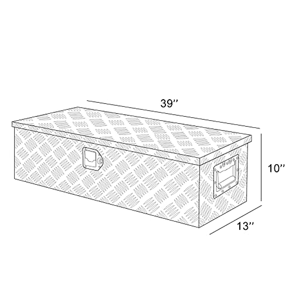 Eivojor Aluminum Stripes Plated Truck Tool Box Pick Up Truck Bed RV Trailer Toolbox Storage Organizer with Side Handles, Lock and Keys - 39" x 13" x 10",Black