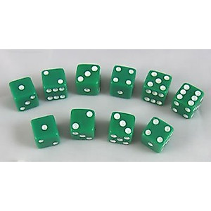 8mm Opaque Green with White Pips 10 Set by Koplow Games