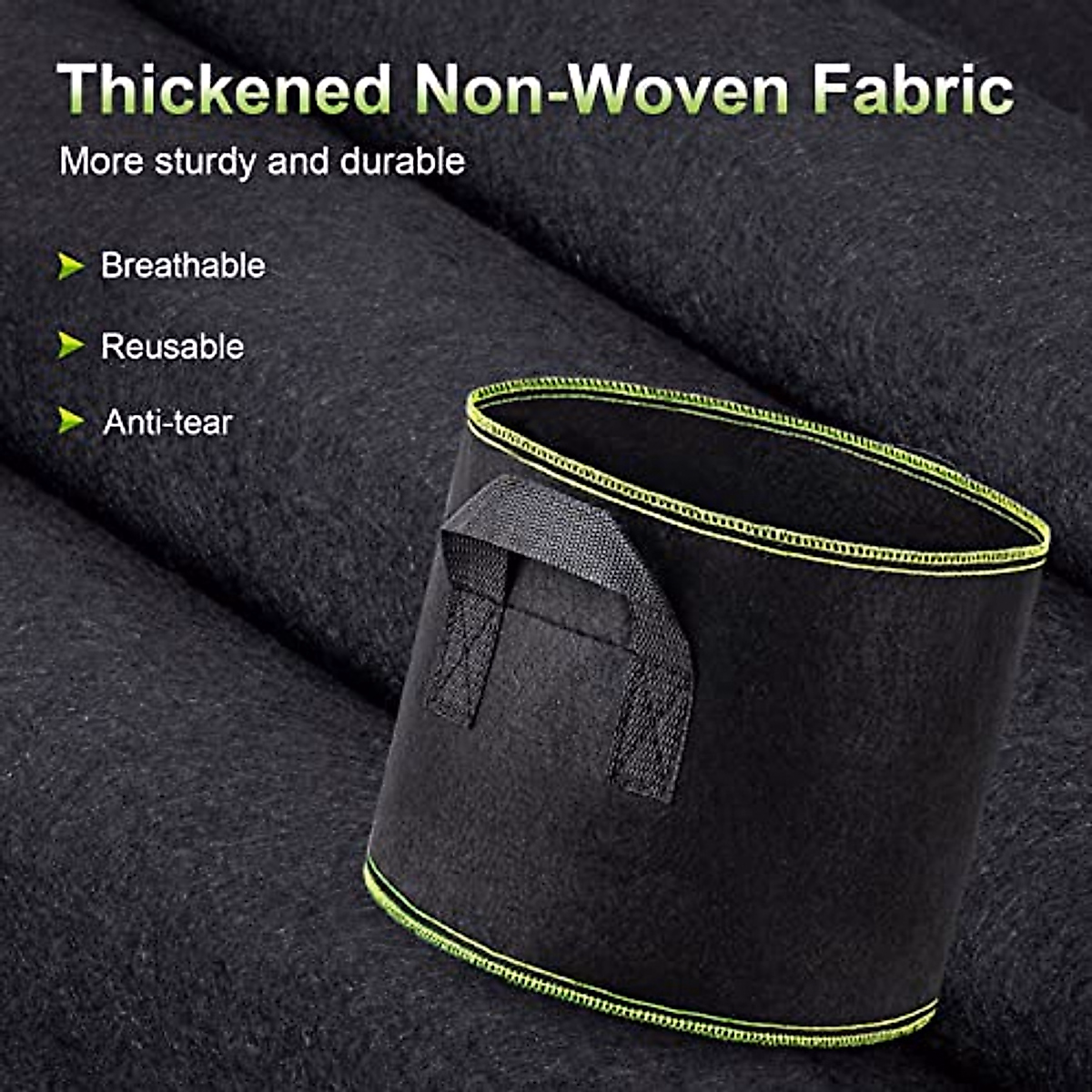 DECORLIFE 12-Pack Grow Bags, 3 Gallon Thickened Nonwoven Fabric Pots with Handles, Black, Come with Plant Labels