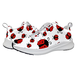 MhrsLifePack Women's Running Shoes Sports Shoe Shockproof Slip Ladybug 10 Girls Sneakers Print Lightweight Multicolor