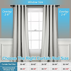 Curtain Rods for Windows 30 to 62 Inch, 1 Inch Black Curtain Rod Set, Stainless Steel Heavy Duty Drapery Rods with Adjustable Brackets for Room Divider, Bedroom, Living room, Kitchen, Bathroom, Black
