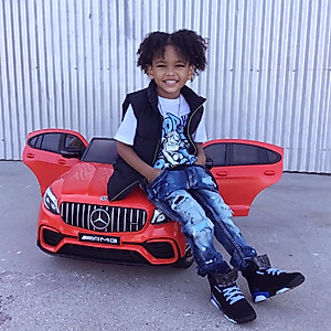 Aosom 12V Toddler Ride On Car with Remote Control, Mercedes Benz AMG GLC63S Coupe, Electric Car with 2 Speed, MP3 Player, Light, Horn, Songs, Suspension, Red