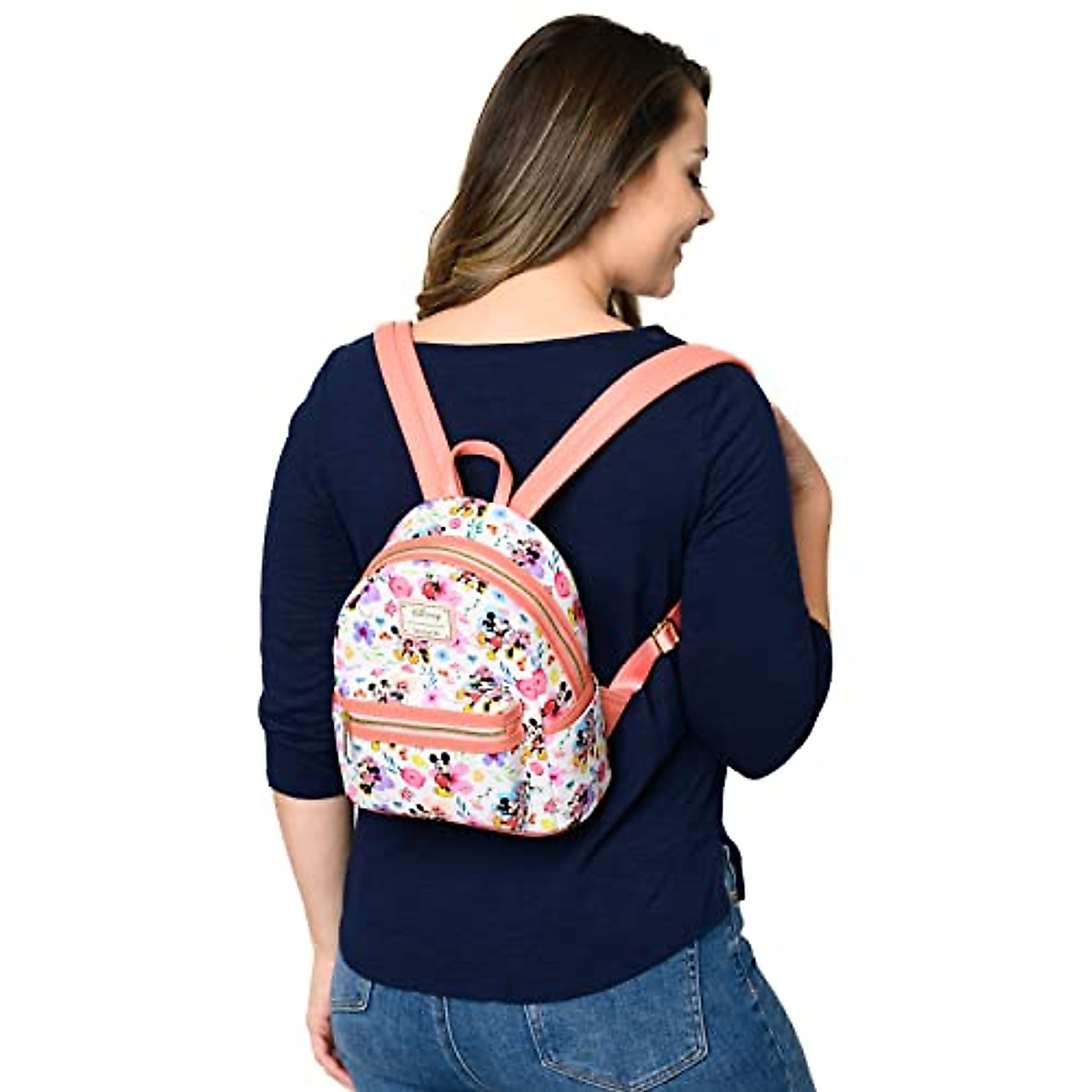 Loungefly Disney Mickey Minnie Mouse Mini Backpack Handbag AOP Floral