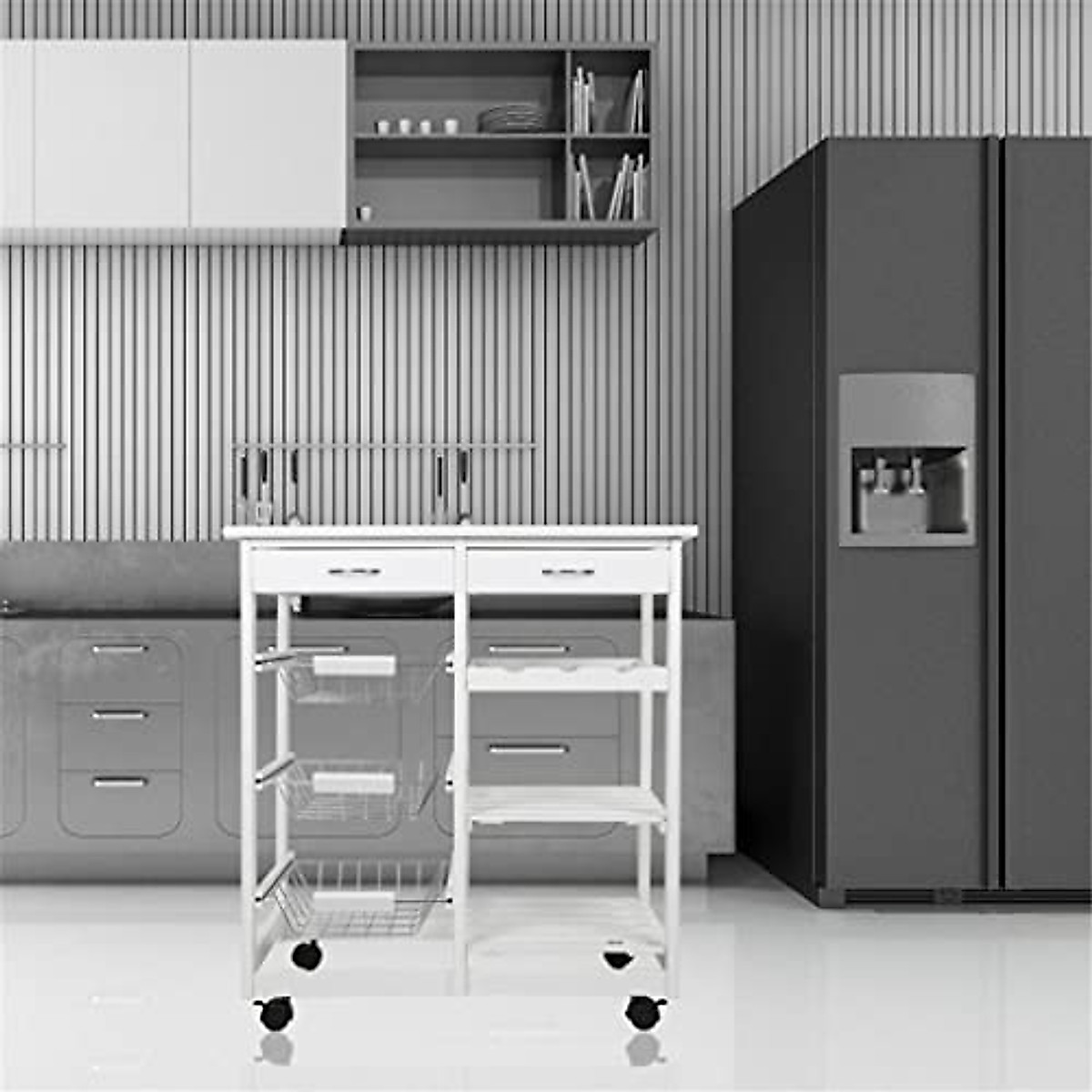 XXXDXDP 4 Tier Storage Trolley Cart Kitchen Organizer Bathroom Movable Storage Shelf Wheels Household Stand Holder Furniture