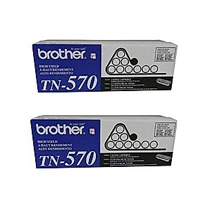 Genuine Brother TN570 (TN-570) High Yield Black Toner Cartridge 2-Pack