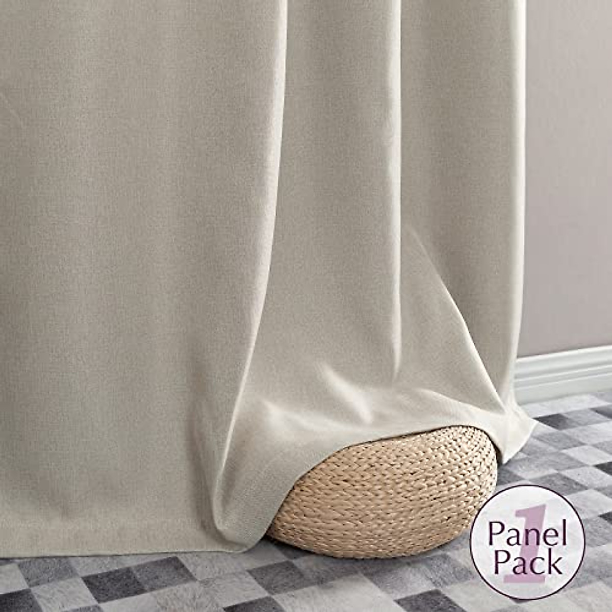 jinchan Textured Curtain for Bedroom Room Darkening Extra Wide for Room DividerThermal Curtain Living Room Linen Look Textured Thermal Insulated Curtain Grommet 1 Panel 100" W* 84" L Greyish Beige