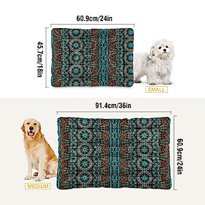Coikll Bohemian Pattern Pet Bed Pad Soft Dog Bed Mat with Anti-Slip Bottom, Machine Washable Crate Pad Mattress for Dog Sleeping- 24 * 18inches