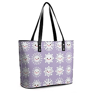 Womens Handbag Snowflake Leather Tote Bag Top Handle Satchel Bags For Lady