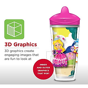 Playtex Sipsters Stage 3 Spill-Proof, Leak-Proof, Break-Proof Insulated Spout Sippy Cups for Boys - 9 Ounce - 2 Count