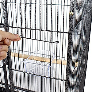 SUPER DEAL 53-Inch Rolling Bird Cage Large Wrought Iron Cage for Cockatiel Sun Conure Parakeet Finch Budgie Lovebird Canary Medium Pet House with Rolling Stand & Storage Shelf