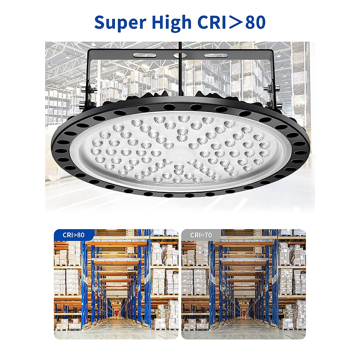 6 Pack300W UFO LED High Bay Light, 30000 LM Factory Warehouse Industrial Lighting, 6000-6500K Shop Warehouse LED Lights, IP54 Waterproof, Commercial LED Bay Lighting for Garage Factory Workshop Gym