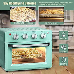 SIMOE Air Fryer Toaster Oven, 7 in 1 Retro Toaster Oven, All in One Convection Oven Combo for Family Use, 19QT, 5 Accessories & Recipe Book (Green)