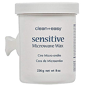 Clean + Easy Sensitive Microwave Wax, Soft Wax for Facial and Full Body Waxing, Non-Strip Hair Removal Treatment for Sensitive and Delicate Skin, 8 oz