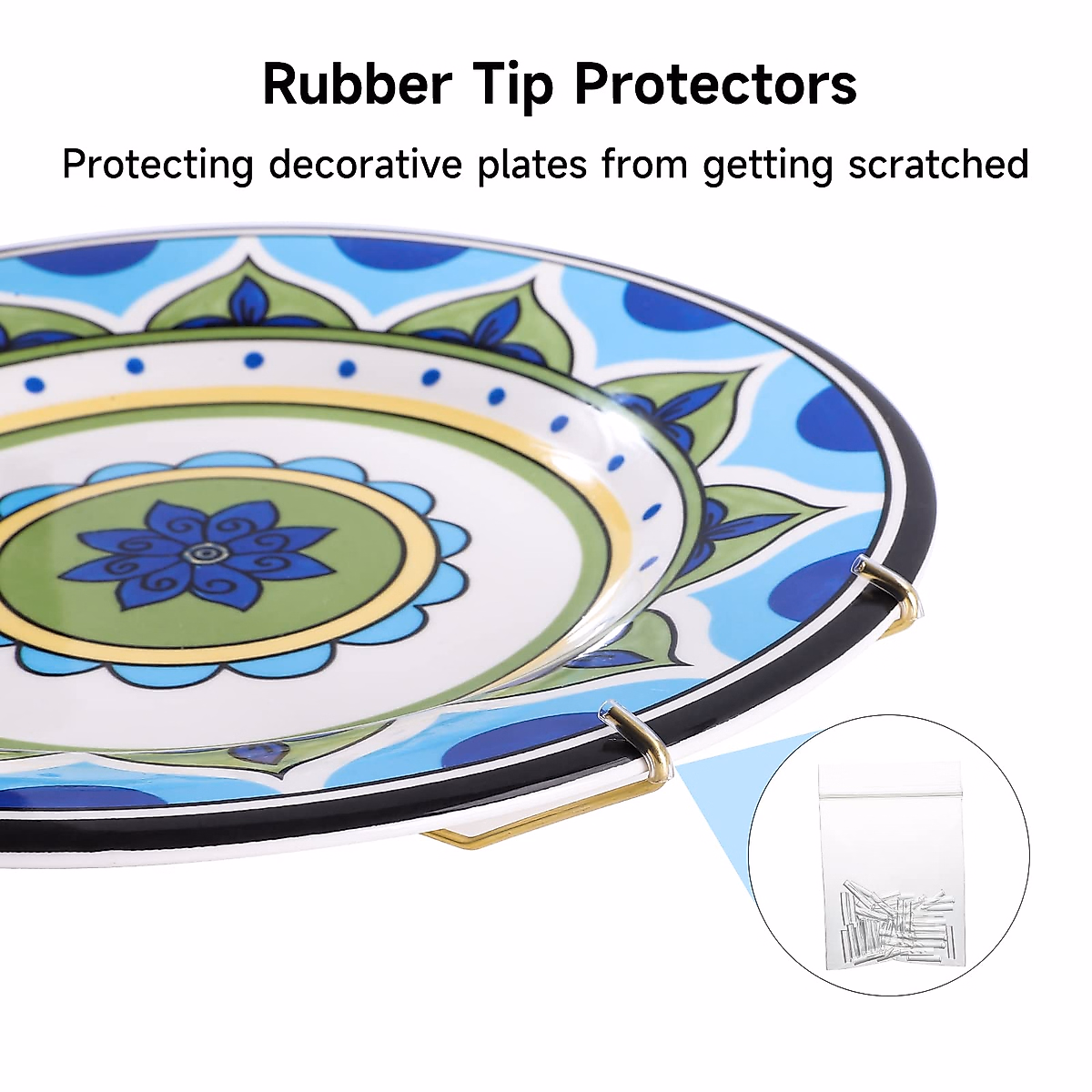 Fasunry 10 Pack Plate Hangers, 10 Inch Wall Plate Hangers and 12 Pack Wall Hooks, Compatible 8.5 to 10.5 Inch Decorative Plates, Antique China, Antique Plates and Arts