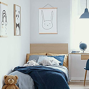 PosterMate Magnetic Poster Frame Hanger, 16 inch, 20 inch, 24 inch, Birchwood, Hang Canvas Print Artwork Wall Poster Frame Wood Wooden Magnet Print Posters Dowel Scroll Hanger Hangers Hanging Kit for Walls Map Canvas Artwork