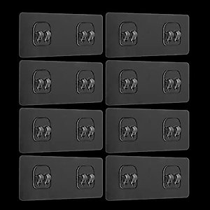 Prasacco 8 Pcs Shower Shelf Adhesive Hooks, Shower Caddy Adhesive Replacement, Strong Adhesive Hooks for Shower Corner Shelf Basket