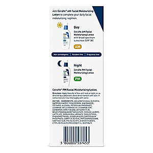 CeraVe PM Facial Moisturizing Lotion | Night Cream with Hyaluronic Acid and Niacinamide | Ultra-Lightweight, Oil-Free Moisturizer for Face | 3 Ounce