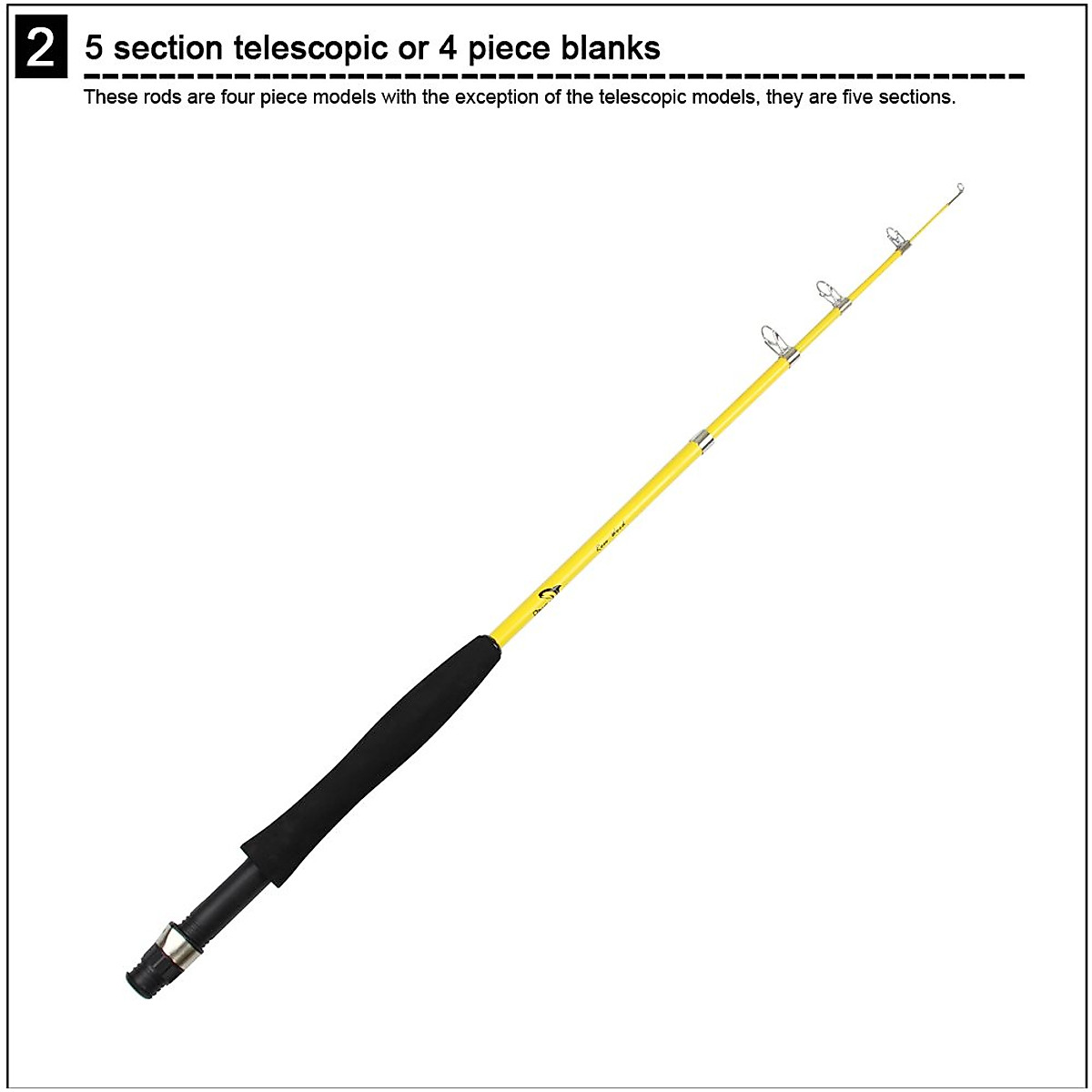 RoseWood Fly Fishing Rod 6' 6 Durable Fiberglass Blank Soft Travel Pack Fly Rod #3 Line Weight Protable Telescopic Fly Fishing