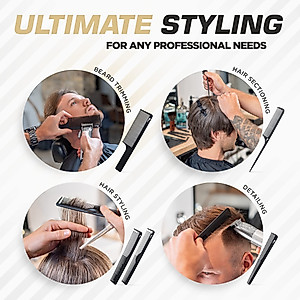 Fagaci 5 Pcs High Carbon Hair Comb for Men - Bend-Proof Styling Comb Set, Heat Resistant Barber Combs Professional, Anti-Static Mens Combs for Hair Stylist, Hair Comb Set for Men - Peines Para Cabello