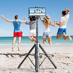 ATUMTEK 51" Selfie Stick Tripod, All in One Extendable Phone Tripod Stand with Bluetooth Remote 360° Rotation for iPhone and Android Phone Selfies, Video Recording, Vlogging, Live Streaming, Black