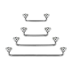 316L Surgical Steel Staple Surface Piercing CZ Crystal 14G Staple Barbell Internally Threaded Staple Surface Barbell 3/4" 19mm