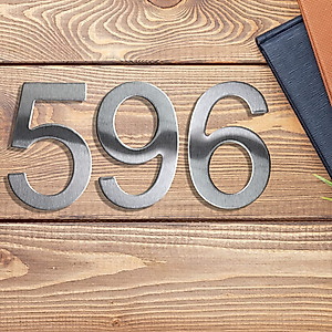 3 Inch House Numbers Sticker Stainless Steel, Self-Stick Metal Address Mailbox Number Satin Sign 3