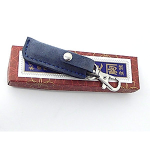 Higonokami Japanese Folding Clasp Keychain Knife with Snap Leather Sheath 01BS