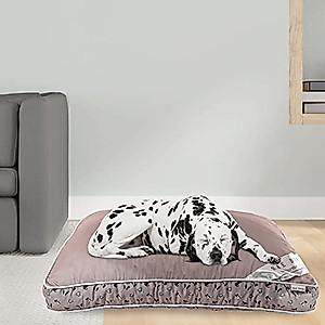 Rae Dunn Dog Bed, Memory Foam Pet Bed with Removable Cover for Small, Medium, and Large Dogs, Durable Dog Mattress, Large, Taupe