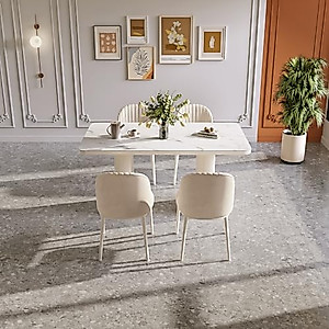 Guyii 55.27" Dining Table, Modern Rectangular Kitchen Table, Indoor Dining Table for Kitchen, Bar, Living Room, Small Space, Cream White, Easy Assembly, Table Only